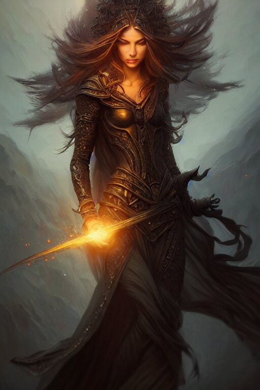 Lexica - Front portrait of mage, full body, epic action pose, story ...