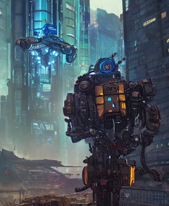 cyberpunk pathfinder robot from apex legends, portrait by james ...