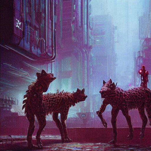 robotic hyena, cyberpunk 2 0 7 7, highly detailed beksinski styl ...