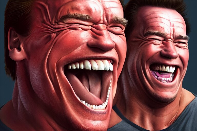 Lexica - Arnold Schwarzenegger laughing hysterically with crazy eyes ...