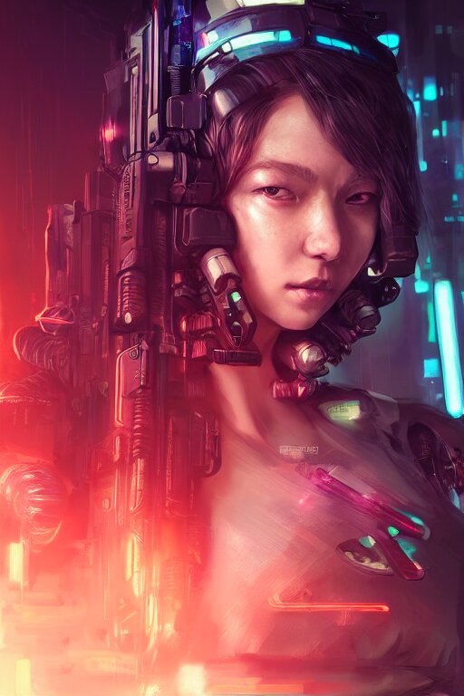 Lexica - Beautiful portrait of a heavily armed cyborg mercenary girl ...