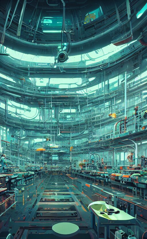 Lexica - Interior shot of a futuristic factory by Petros Afshar and ...