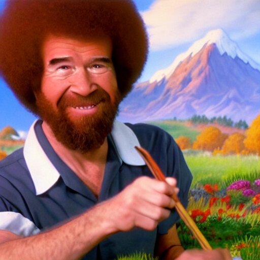 Lexica - A closeup photorealistic photograph of bob ross working on a ...