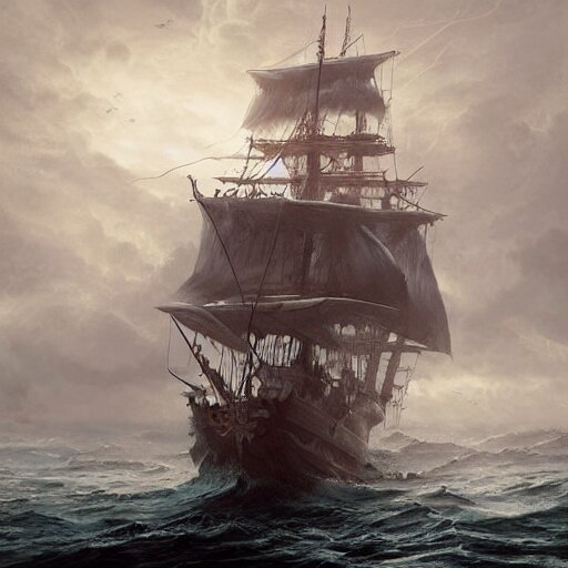 Lexica - A pirate ship in the middle of the sea during a storm, fantasy ...