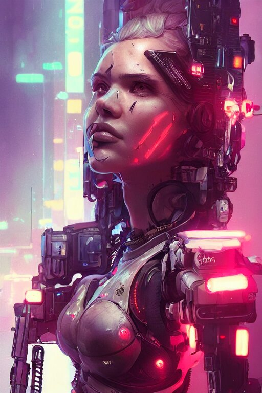 Lexica - Beautiful portrait of a heavily armed cyborg mercenary girl ...