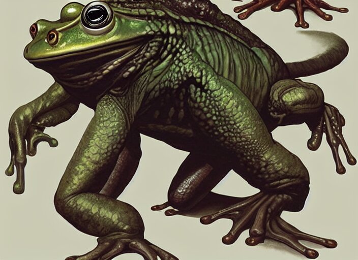 Lexica - A giant frog with a giant cannon in his back, exoskeleton ...