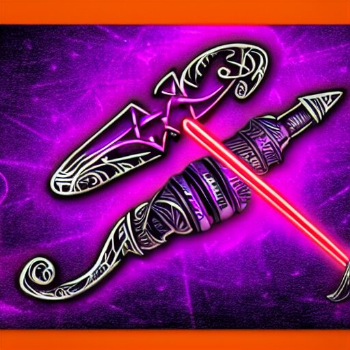Lexica - A magic wand glowing red and purple energy, engraved with ...