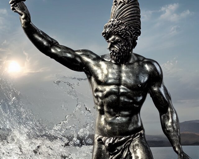 Lexica - A giant abstract sculpture of a legendary greek warrior god on ...