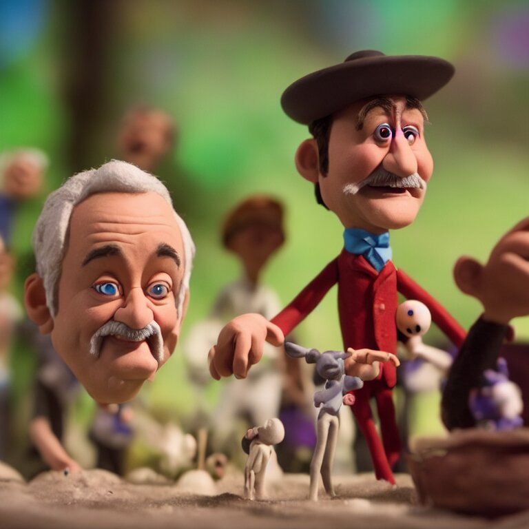 a cinematic film still of a claymation stop motion film starring ...
