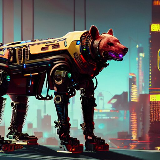 robot hyena, cyberpunk 2 0 7 7 concept art, highly detailed - Arthub.ai