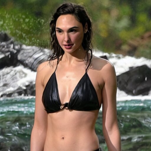 Lexica - Gal gadot in a bikini under a waterfall, wet hair