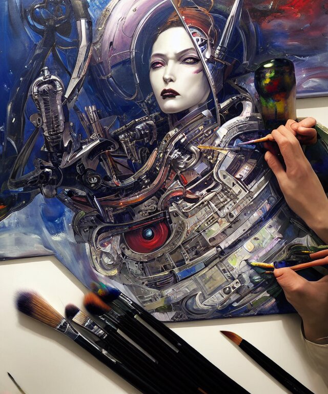 Lexica - photo of futuristic holy futuristic cyborg-robot-painter ...