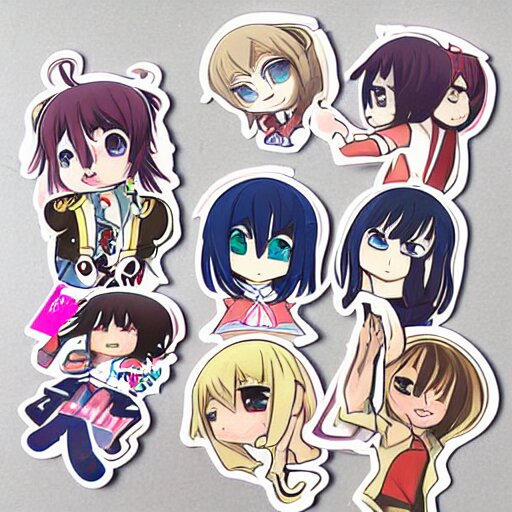 kawaii anime sticker, solo, - Arthub.ai
