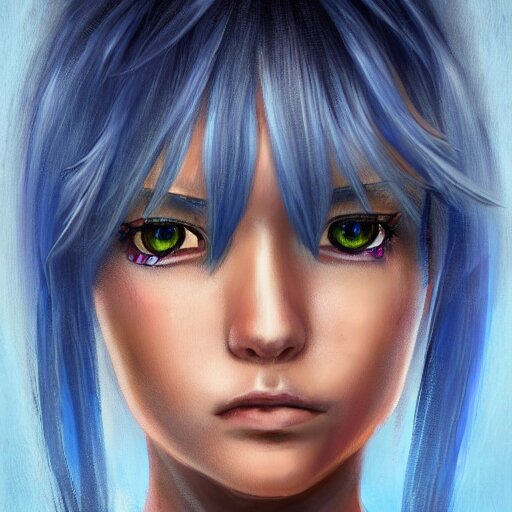 Lexica - Full face shot of rimuru tempest, sky blue straight hair, long ...