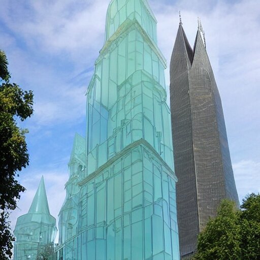 Lexica - Translucent glass castle entirely out of glass, big glass ...