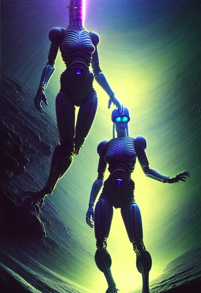 Lexica - Android female, cinematic, full body, faded colors, exotic ...