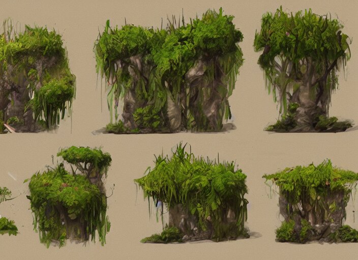 Lexica - Lush bushes concept art, detailed diagrams, aesthetic, artstation