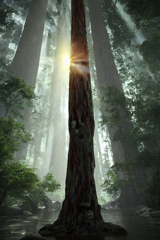 Lexica - In some of the column carved with Norse gods there is a huge glowing redwood, light ...
