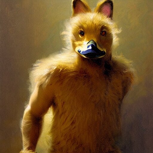 Lexica - A portrait of a furry duck wearing a tshirt and pants, hairy ...
