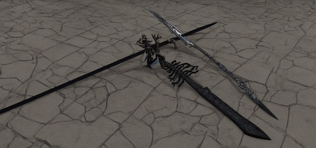 Lexica - Long sword, black skeleton sword, steel, sword, crystals ...