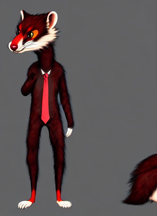Lexica - Furry - red - black - male - weasel - detective - fursona uhd ...