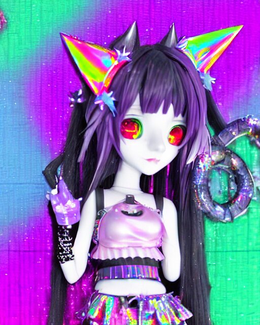 Lexica - Emo jester moe anime girl figurine, in neo tokyo hong kong ...