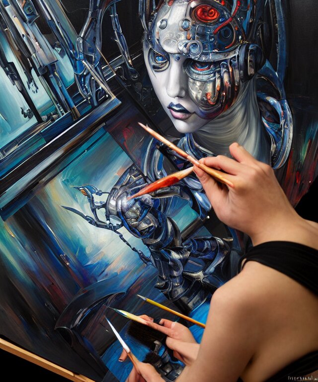 Lexica - photo of futuristic holy futuristic cyborg-robot-painter ...