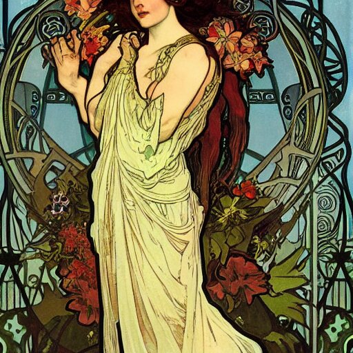 Lexica - Persephone as goddess of the underworld and flowers, painted ...