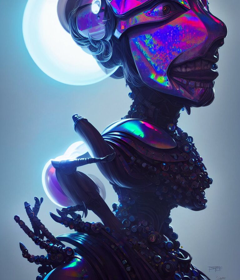 Lexica - Front shot of a court jester character, holographic crystals ...