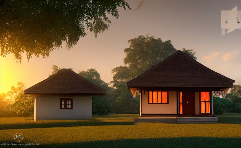 a beautiful small assam type house at sunrise, guwahati, concept ...