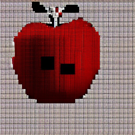 Lexica - An apple pixelated in red and black on a white background ...