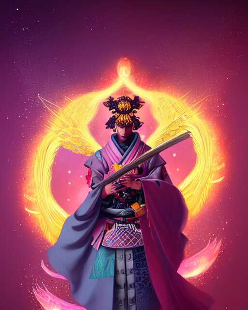 Lexica - A character portrait of only one male angel samurai with ...