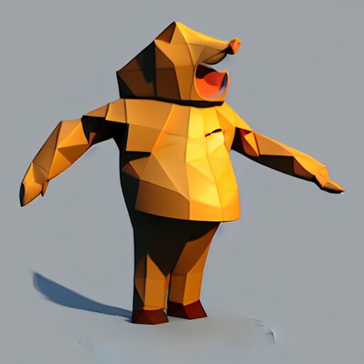 poorly rendered low poly 3d model of a popular cartoon character ...
