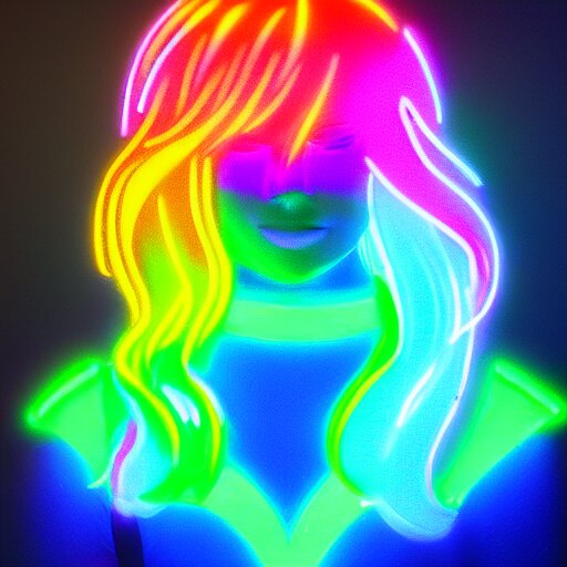 Lexica - A neon head sign of kim petras glowing rainbow neon energy ...