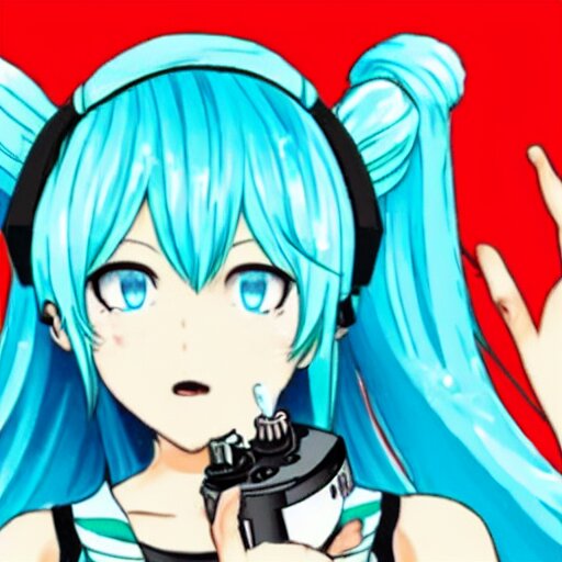 Lexica - Hatsune miku getting high by smoking weed with a vape pen ...