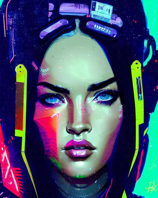 Lexica - Detailed portrait Megan Fox Neon Operator Girl, cyberpunk ...
