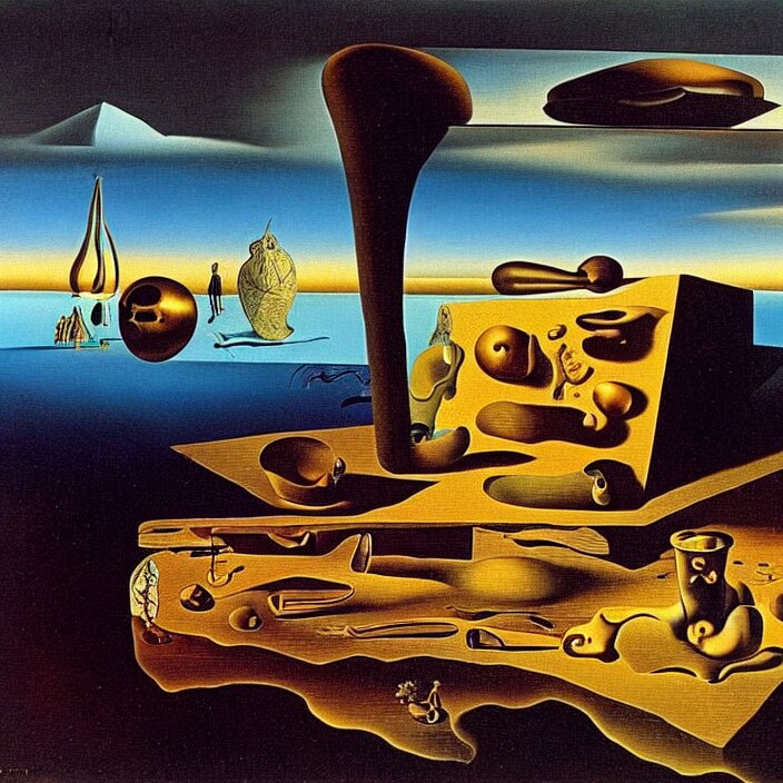 Lexica - Random objects in a surreal environment by salvador dali