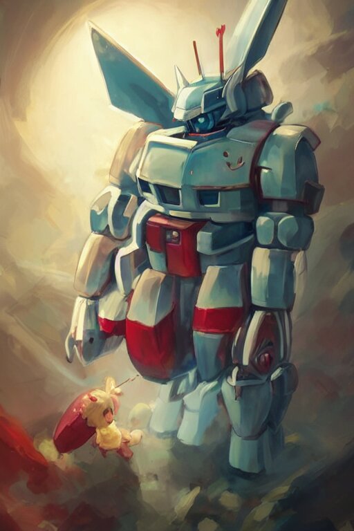 Lexica - Cute anthropomorphic Gundam, Gundam eating a wipe red ...