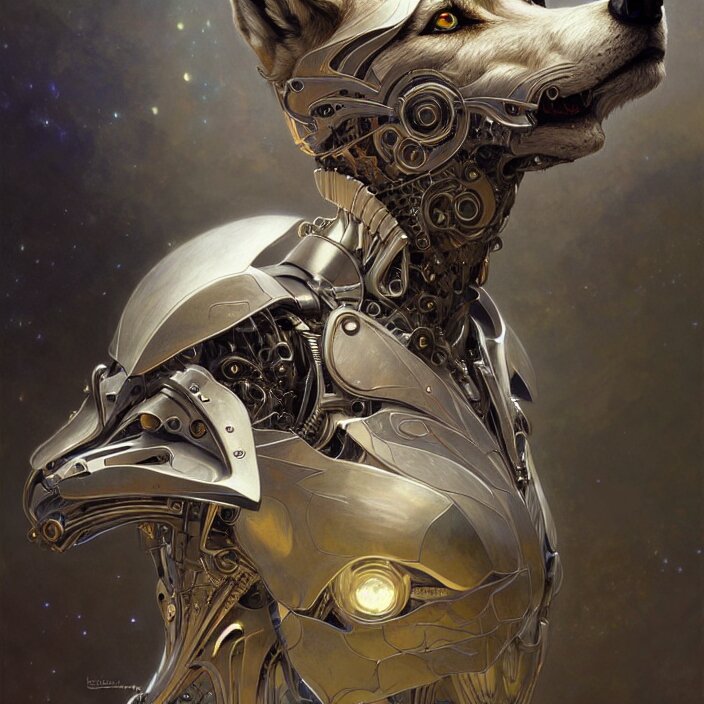 Lexica - Organic cyborg, anthropomorphic wolf, diffuse lighting ...