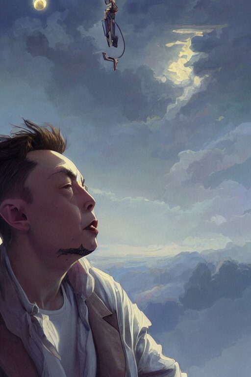 Lexica - Male cottagecore elon musk looking into the sky, intricate ...