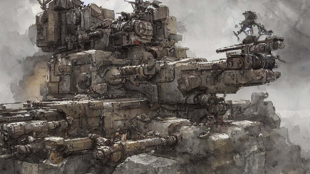 Lexica - Overview of dieselpunk heavy machine gun position ...