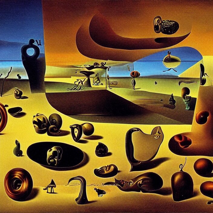 Lexica - Random objects in a surreal environment by salvador dali
