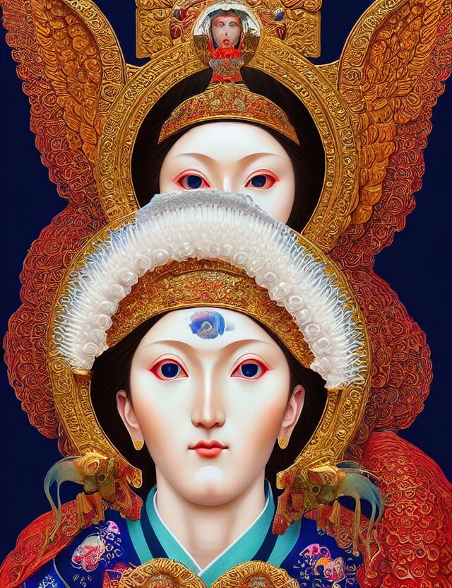Lexica - 3 d goddess close - up profile portrait russian orthodox icon ...