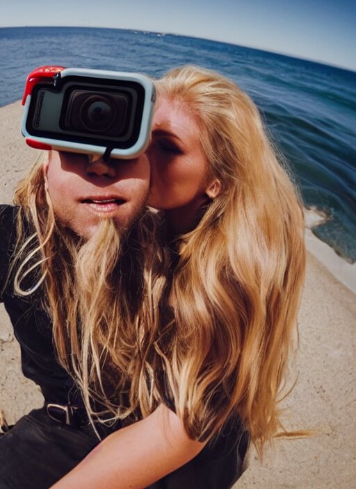 Lexica - Gopro footage of a beautiful woman with long blonde hair ...