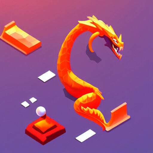 isometric dragon, stylized 3d render, game asset, zoomed out vie ...