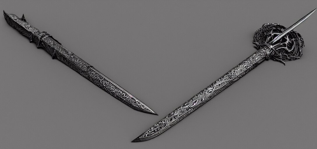Lexica - Long sword, black skeleton sword, steel, sword, crystals ...