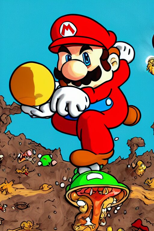 Lexica - Mario eating toad from its head parodying saturn devouring his ...