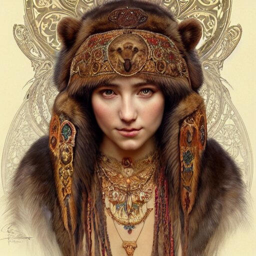 Lexica - A portrait of a female bear hybrid, upper half portrait ...