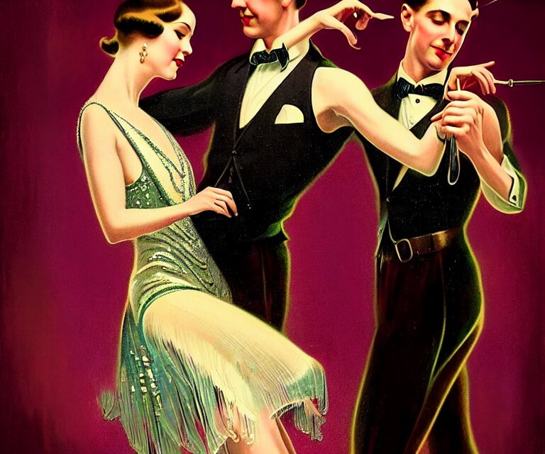 Lexica - A beautiful classy dancing couple, dimly lit upscale 1920s ...
