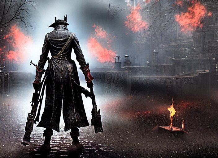 Lexica - Looking down rifle in bloodborne first person shooter ...